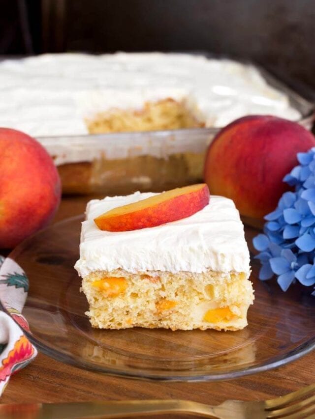 Easy Peach Potluck Cake Story - Simply Happy Foodie