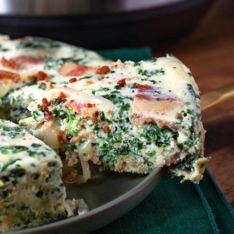 Instant Pot Spinach Bacon Crustless Quiche - Simply Happy Foodie