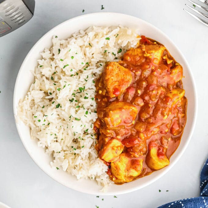 Instant Pot Chicken Curry with Coconut Rice - Simply Happy Foodie