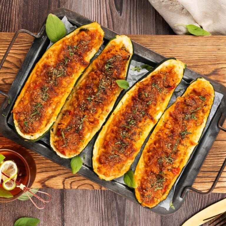 Cheesy Stuffed Zucchini Boats - Simply Happy Foodie