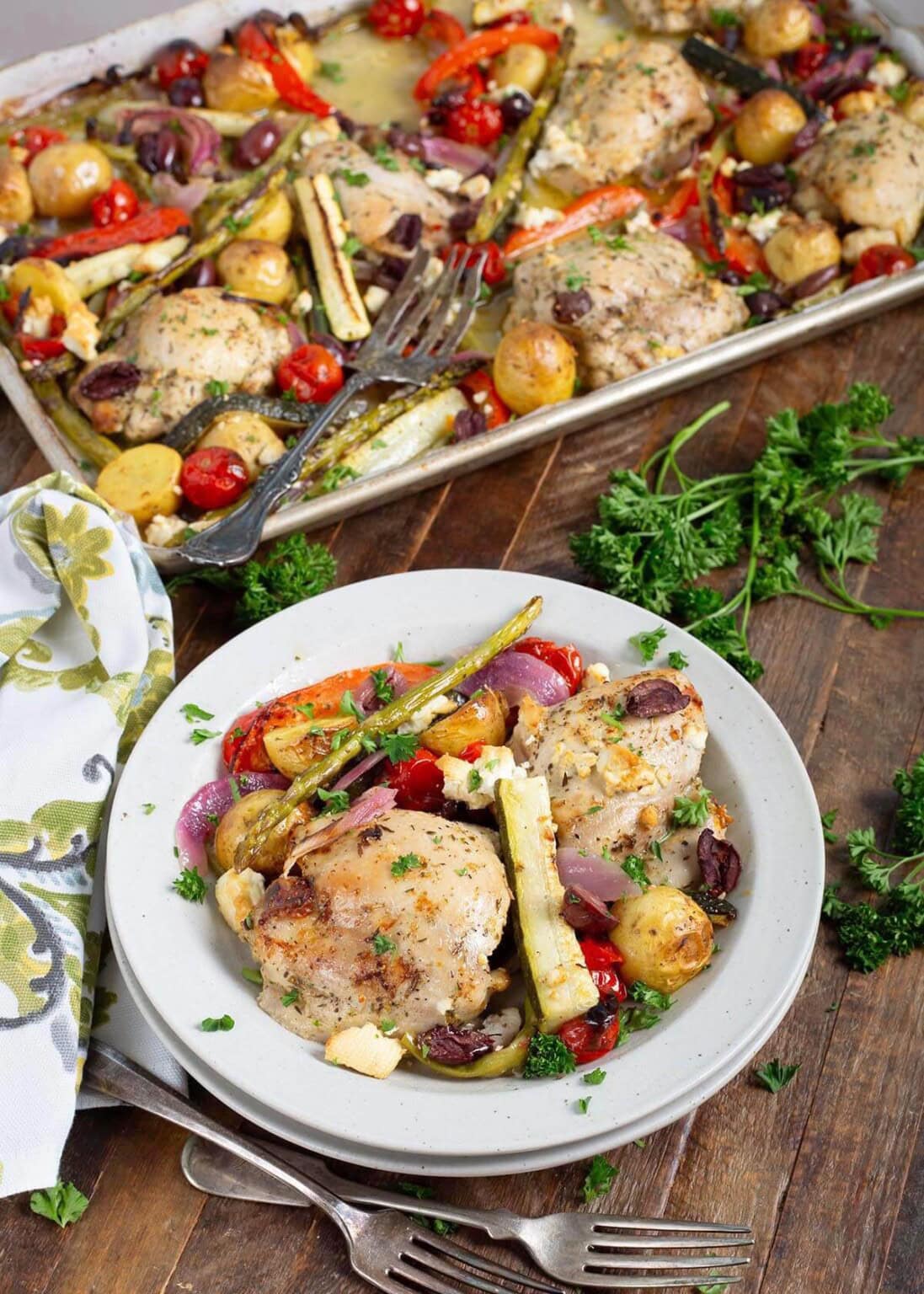 Greek Sheet Pan Chicken Dinner - Simply Happy Foodie
