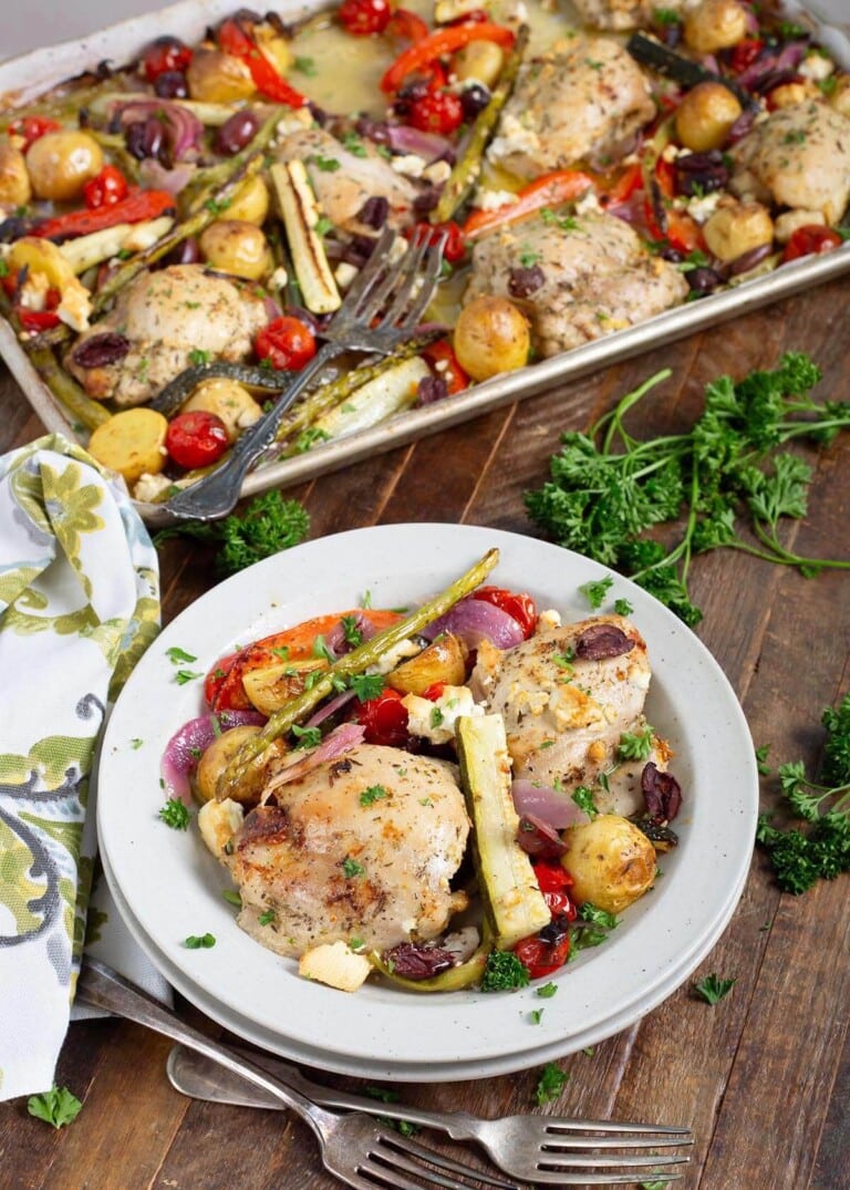Greek Sheet Pan Chicken Dinner - Simply Happy Foodie
