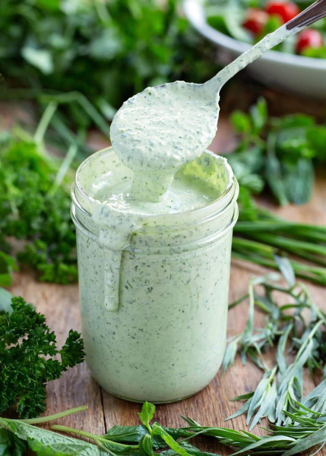 Creamy Herb Yogurt Dressing - Simply Happy Foodie