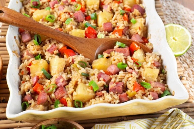 Ham and Pineapple Rice Casserole - Simply Happy Foodie