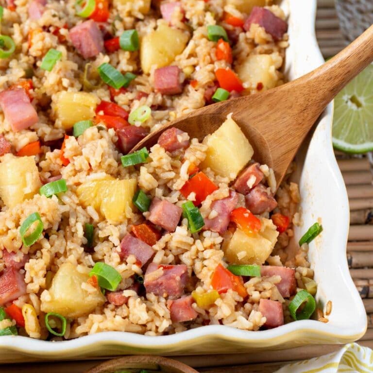 Ham and Pineapple Rice Casserole - Simply Happy Foodie